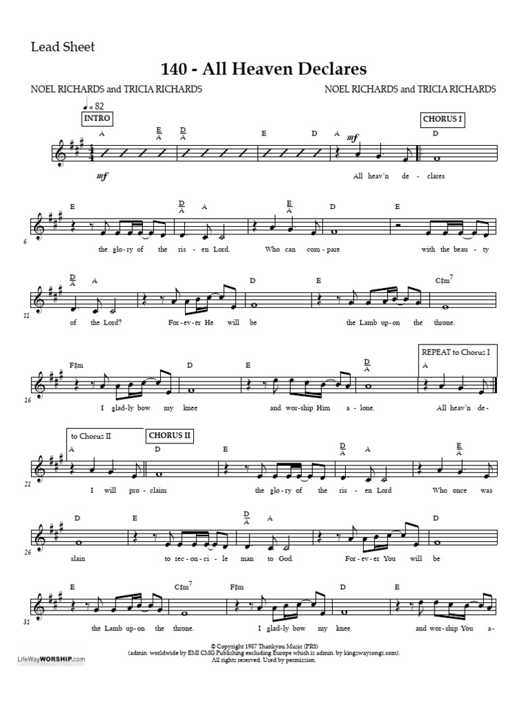 140 - All Heaven Declares: Lead Sheet | PDF