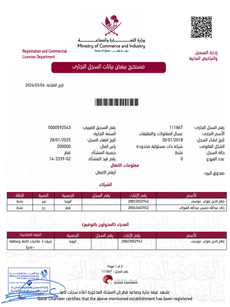Oman Commercial Registration Details | PDF