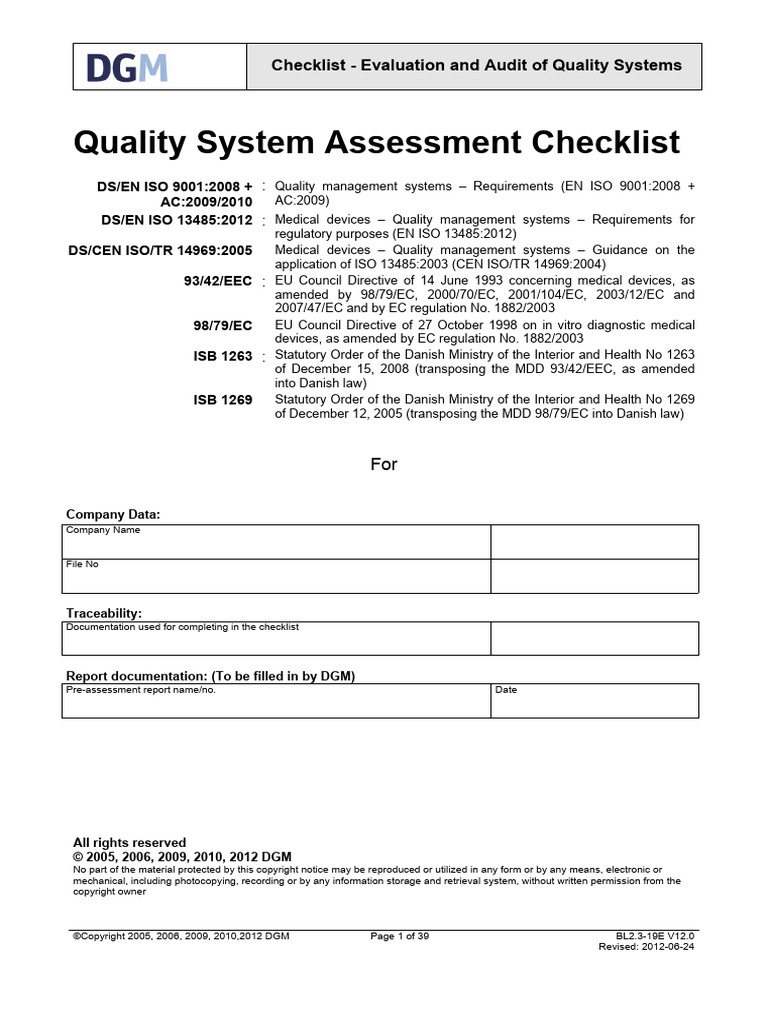 Audit (Checklist) | Download Free PDF | Quality Management System ...