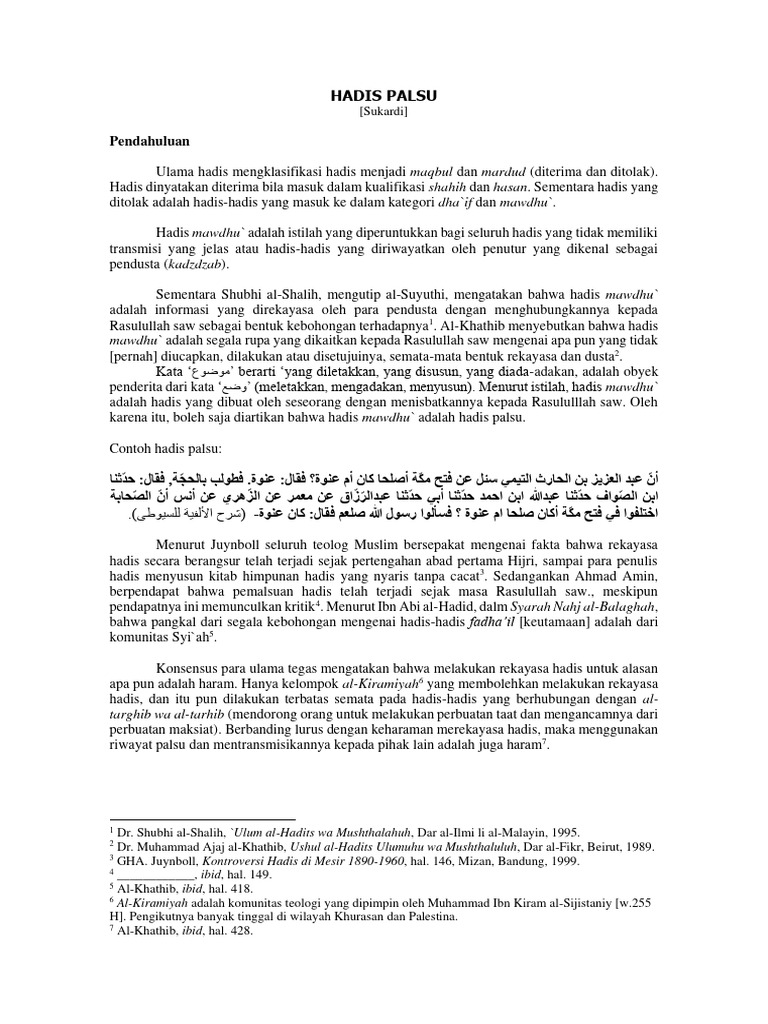 Hadis Palsu 2024 | PDF | Agama & Spiritualitas