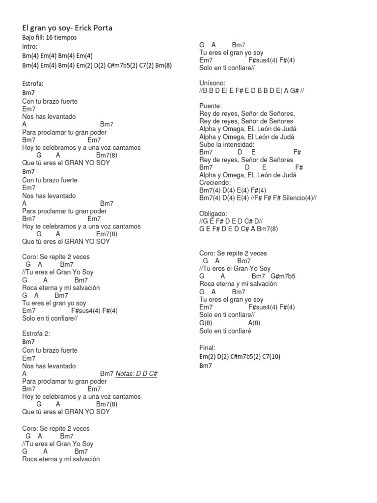 Acordes y letra de "El Gran Yo Soy" | PDF