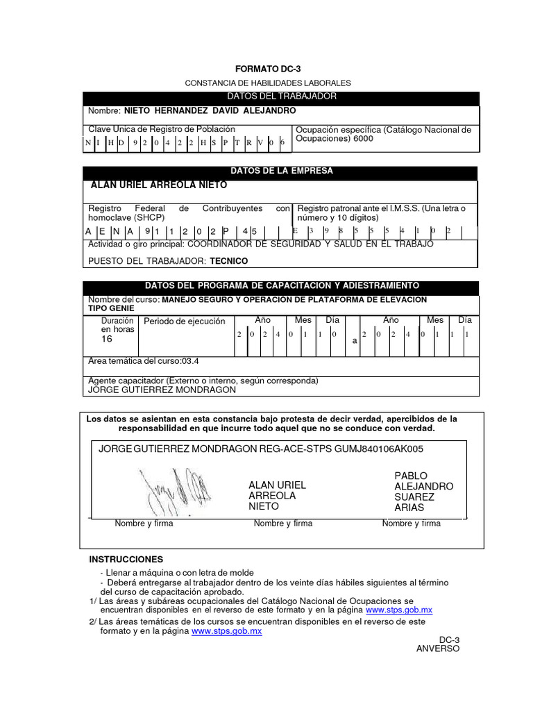 DC3 ALEJANDRO NIETO PLATAFORMA GENIE | Descargar gratis PDF | Economias