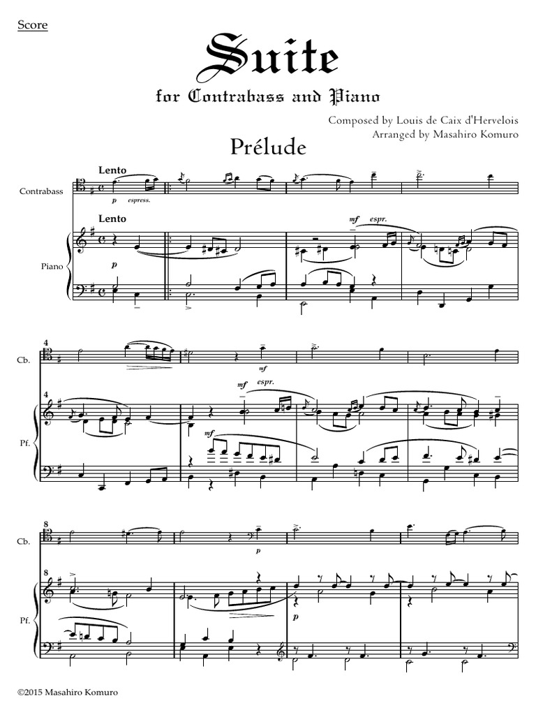 Caix D'Herveloix - Pieces de Viole, For Bass, Masahiro Komuro, KB | PDF | Formes musicales ...