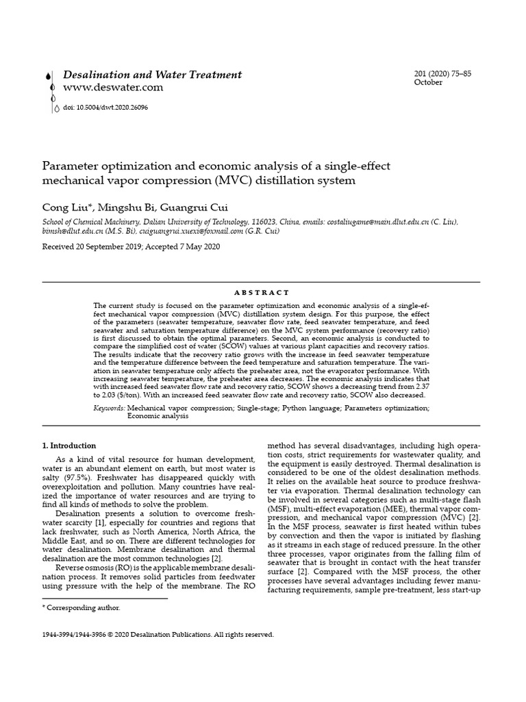 MVC Distillation Optimization | PDF | Desalination | Distillation