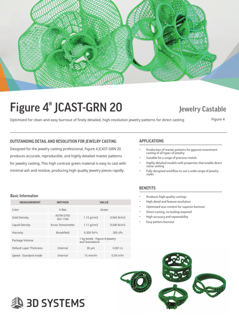 3d Systems Figure 4 Jcast GRN 20 Datasheet Usen 2023 07 17 | PDF ...