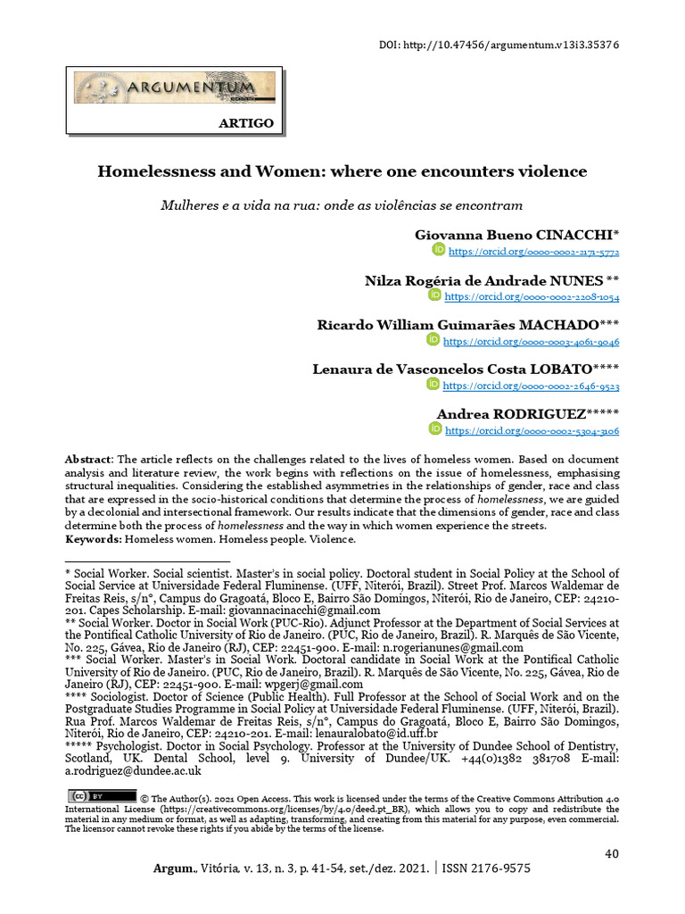 Homelessness and Women Where One Encount | PDF | Intersectionality ...