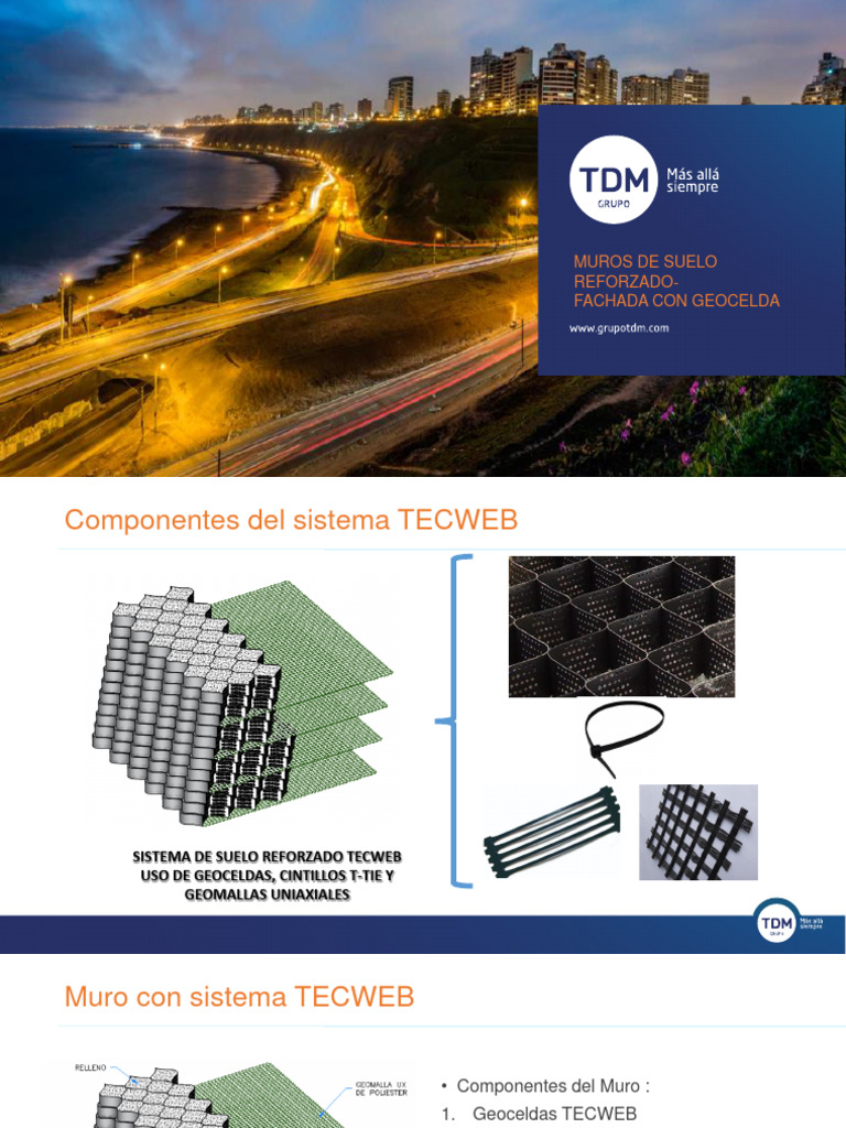 Presentación Muros Con Geocelda - TDM-share | PDF | Dique | Hormigón