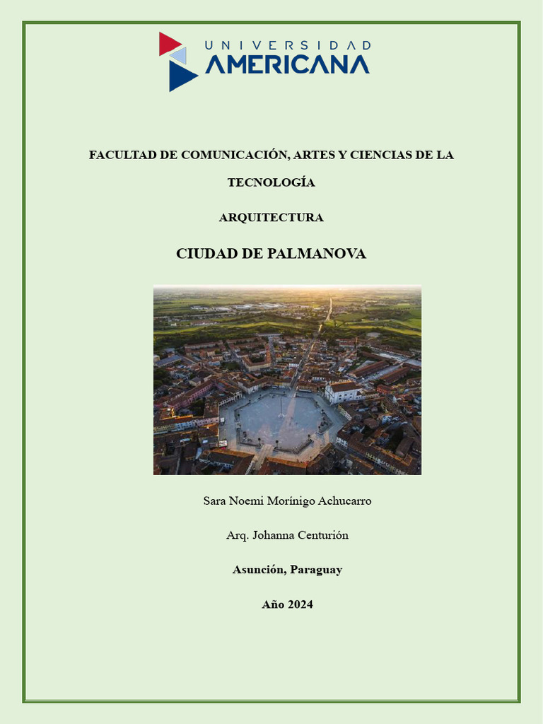 Intr. Al Urbanismo Ciudad de Palmanova - Sara Morinigo | PDF