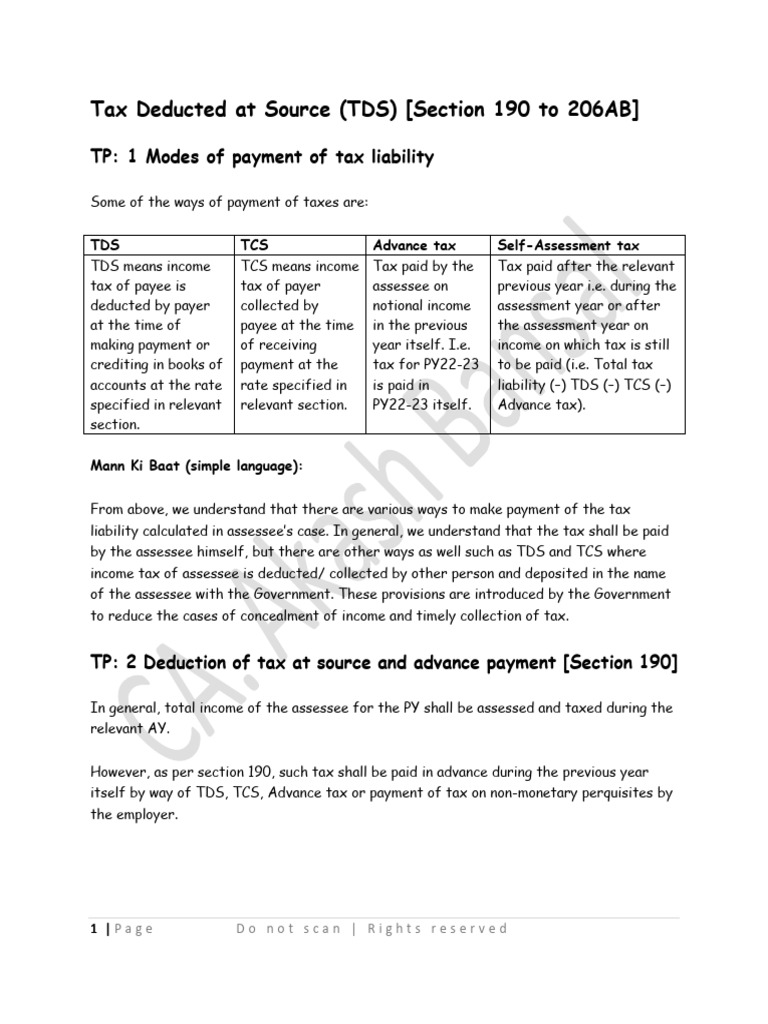 8. Tax Deducted at Source TDS | Download Free PDF | Payments | Taxes
