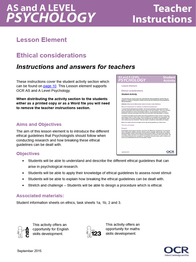 Ethics and Ethical Considerations Lesson Element | PDF | Obedience ...