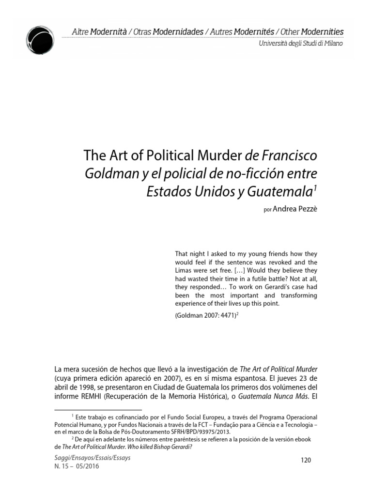 The Art of Political Murder - Francisco Goldman | PDF | Testimonio | Verdad