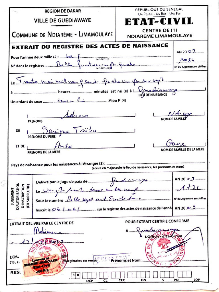 Extrait de Naissance | PDF