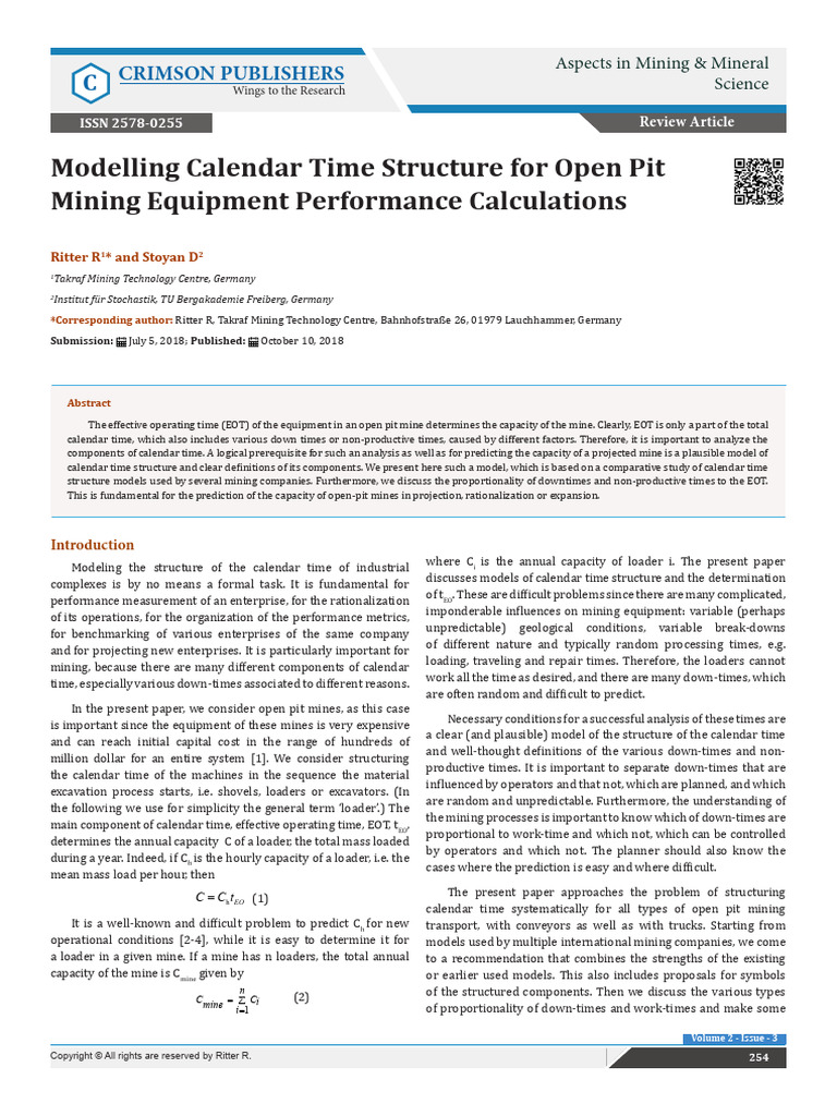 Glencore Time Model | PDF | Mining | Reliability Engineering