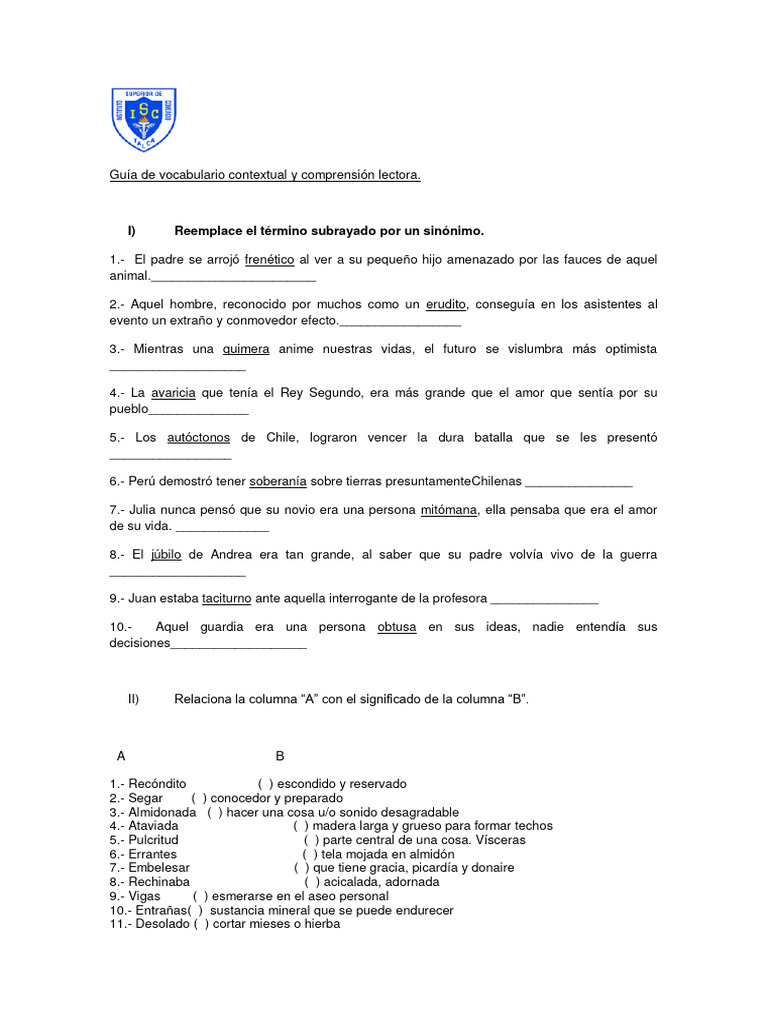 2 Medio Comprensión Lectora y Vocabulario Contextual EDD | PDF | Libros ...