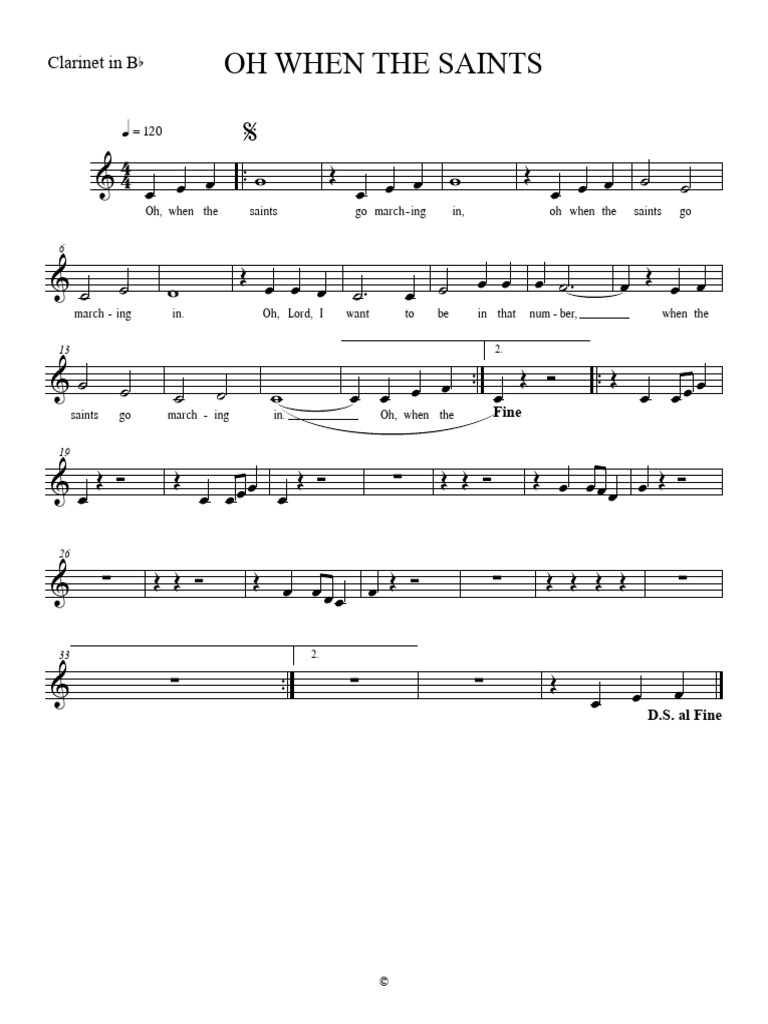 OH, WHEN THE SAINTS - Clarinet in BB | PDF