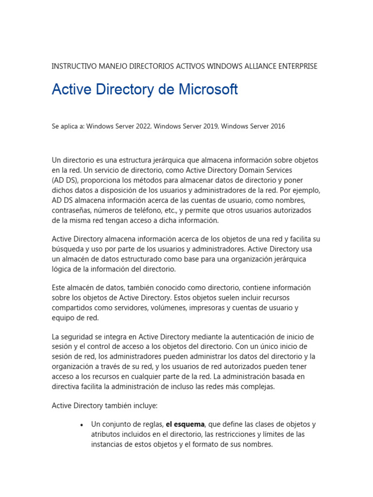 Active Directory de Microsoft | PDF | Directorio Activo | Red de ...