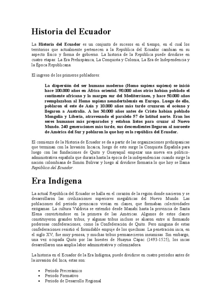 Ecuador Historia | PDF | Arqueología | Cultura (general)