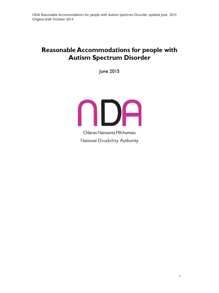 Reasonable Accommodations For People With Autism Spectrum Disorder June ...