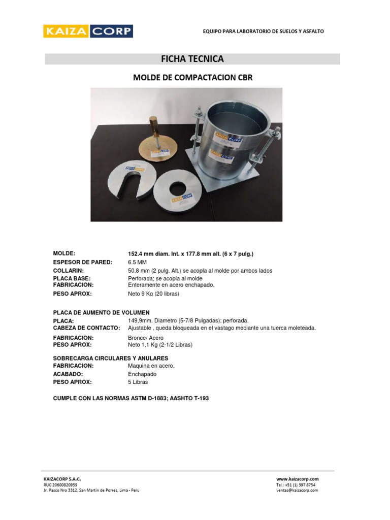 Ficha Tecnica de Molde CBR | PDF