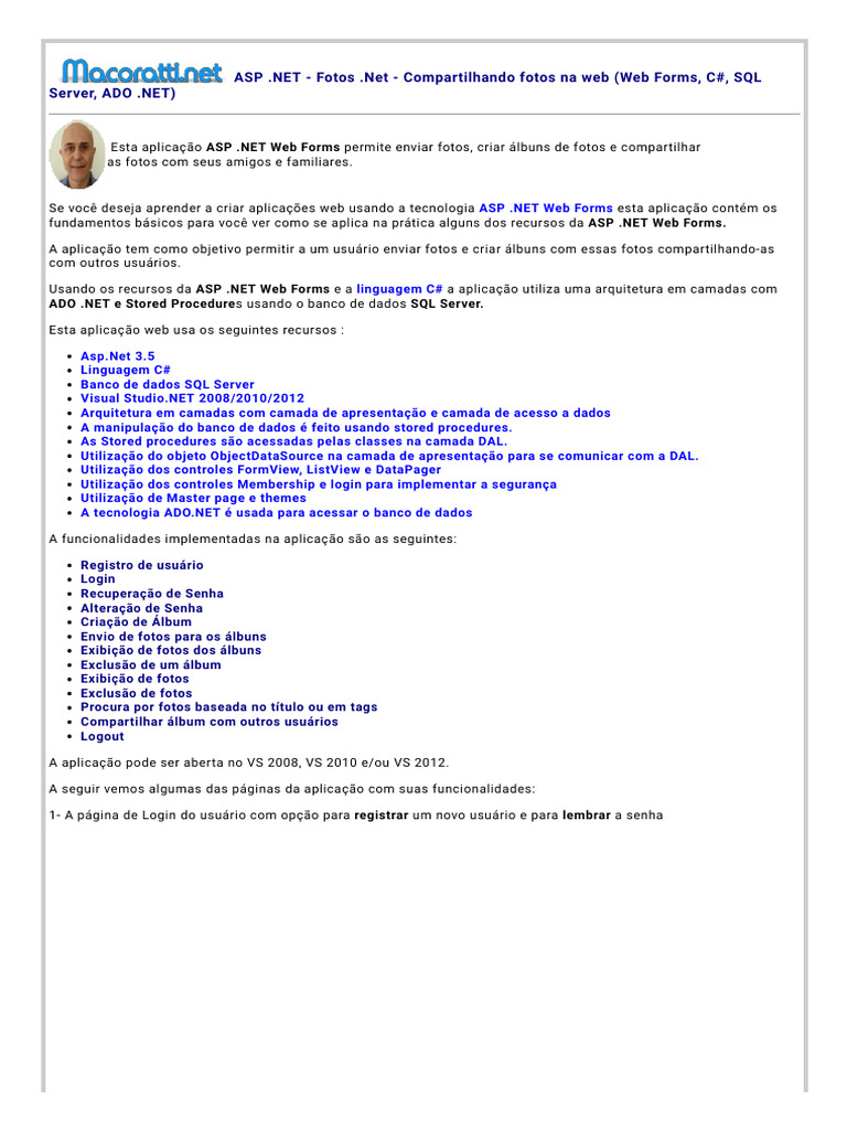 Compartilhandofotosnaweb (C# WebForms) | PDF | Microsoft SQL Server | C Sharp (linguagem de ...