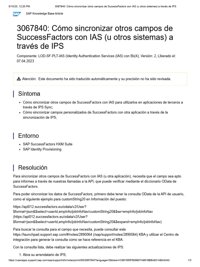 Cómo Sincronizar Otros Campos de SuccessFactors Con IAS (U Otros ...