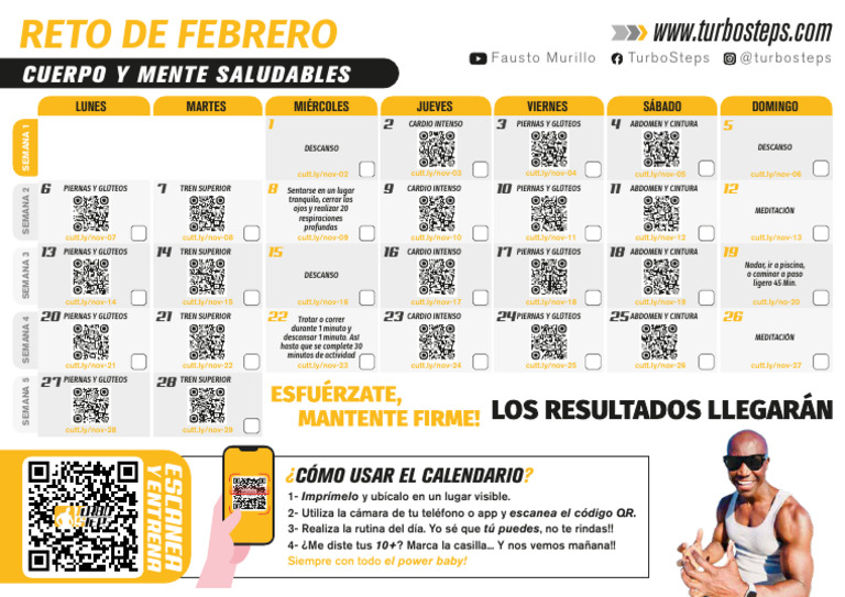Reto de Ejercicio: Cuerpo y Mente Saludables | PDF
