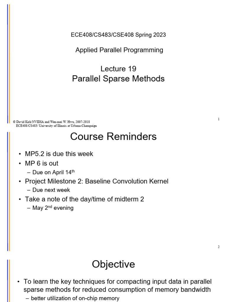 Ece408 Lecture19 Sparse Matrix VK SP23 | PDF | Deep Learning | Algebra