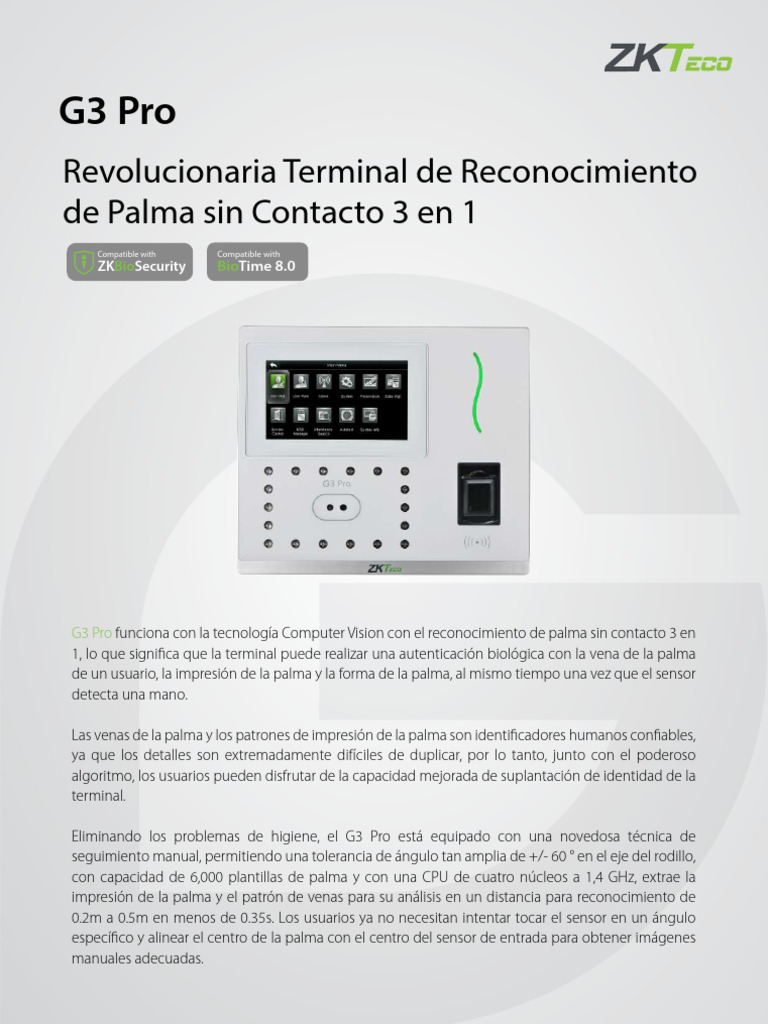 Ficha-Tecnica Biometrico G30 Pro | Descargar gratis PDF | Equipo de ...
