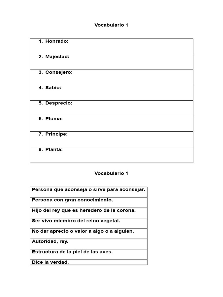 Vocabulario 1 | PDF