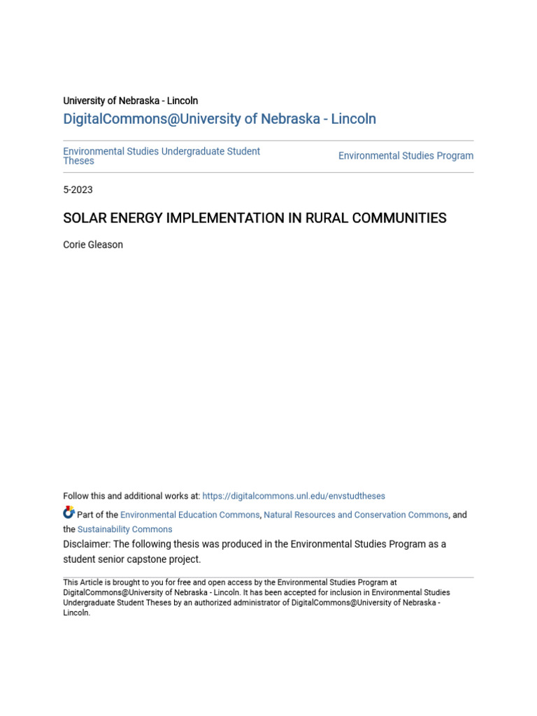 Solar Energy Implementation in Rural Communities | PDF | Photovoltaics ...