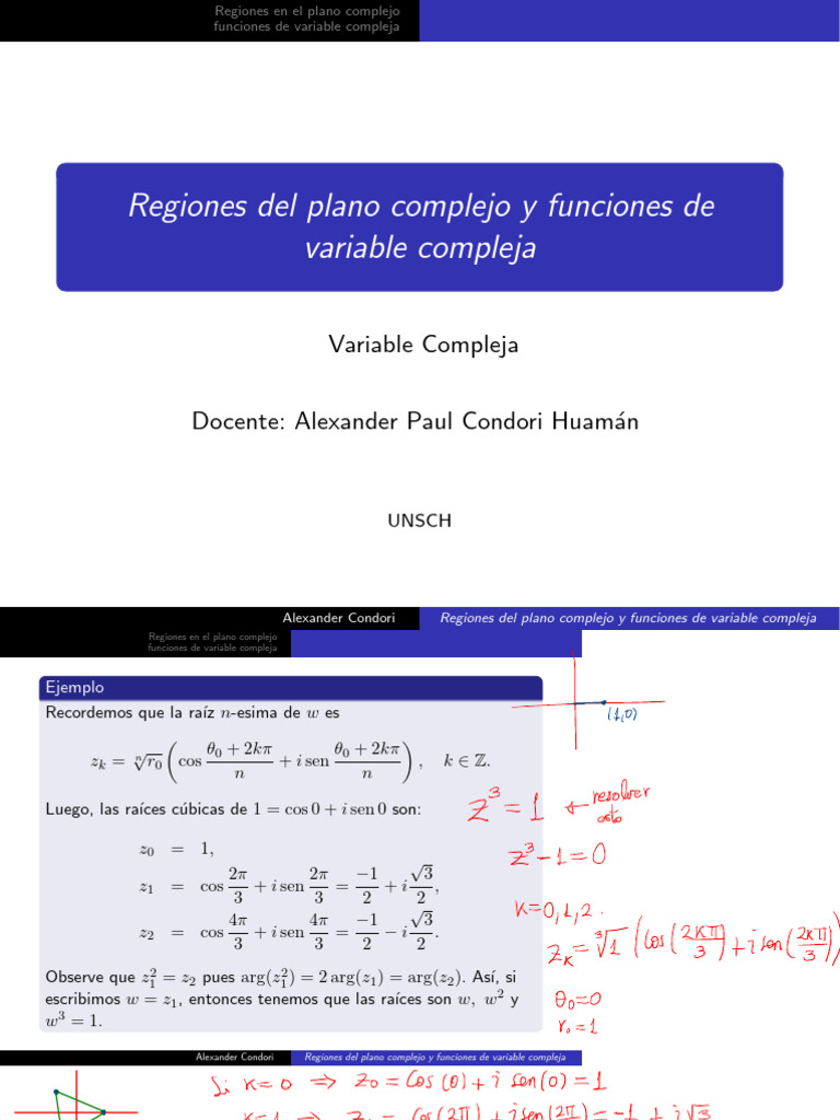 Regiones Del Plano Complejo y Funciones Variable Compleja | PDF | Función (Matemáticas) | Número ...