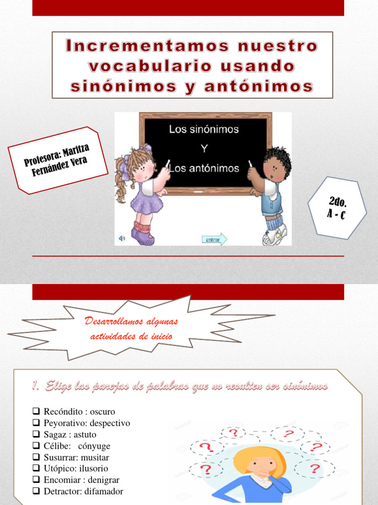 Sinònimos y Antònimos - 2024 - 2do | PDF | Sintaxis | Lingüística