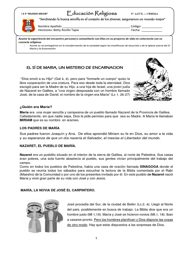 Módulo - 01 - EL SÍ DE MARÍA-2024 | PDF | María, madre de Jesús ...