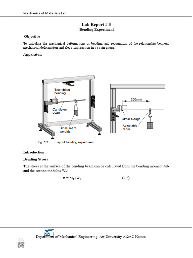 Lab Report No 03 | PDF | Bending | Young's Modulus