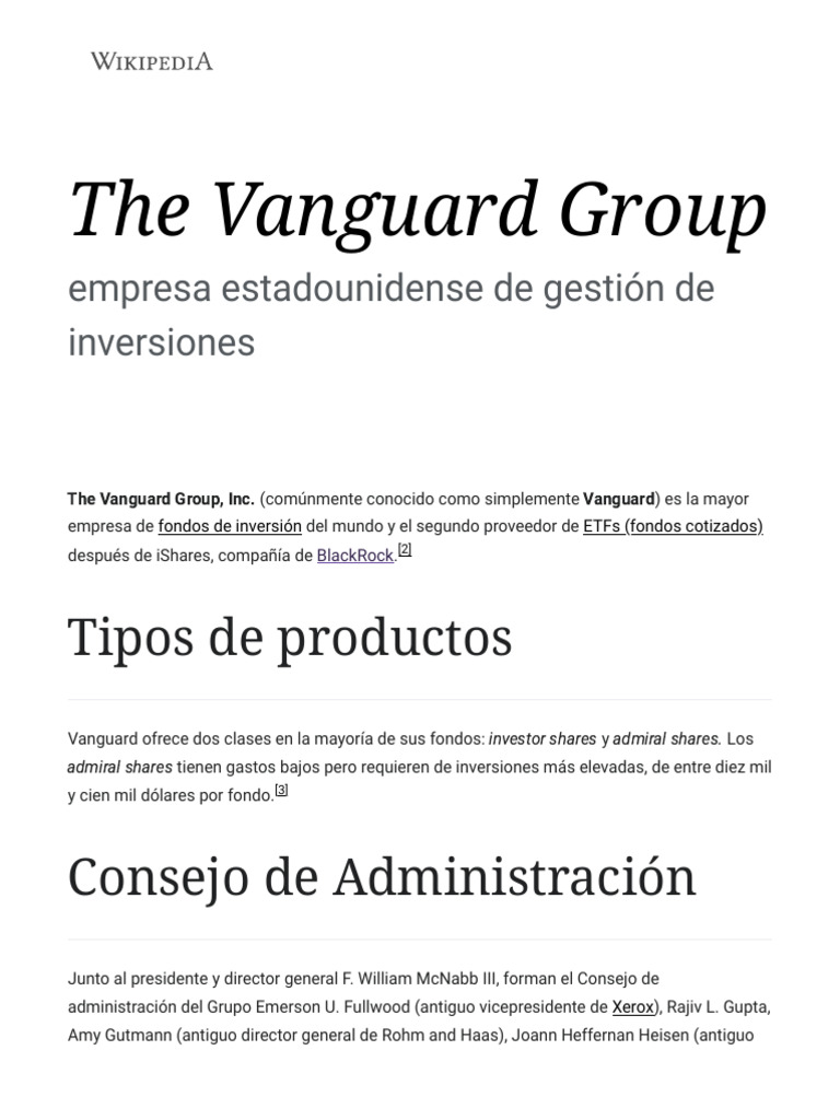 The Vanguard Group - Wikipedia, La Enciclopedia Libre | PDF ...