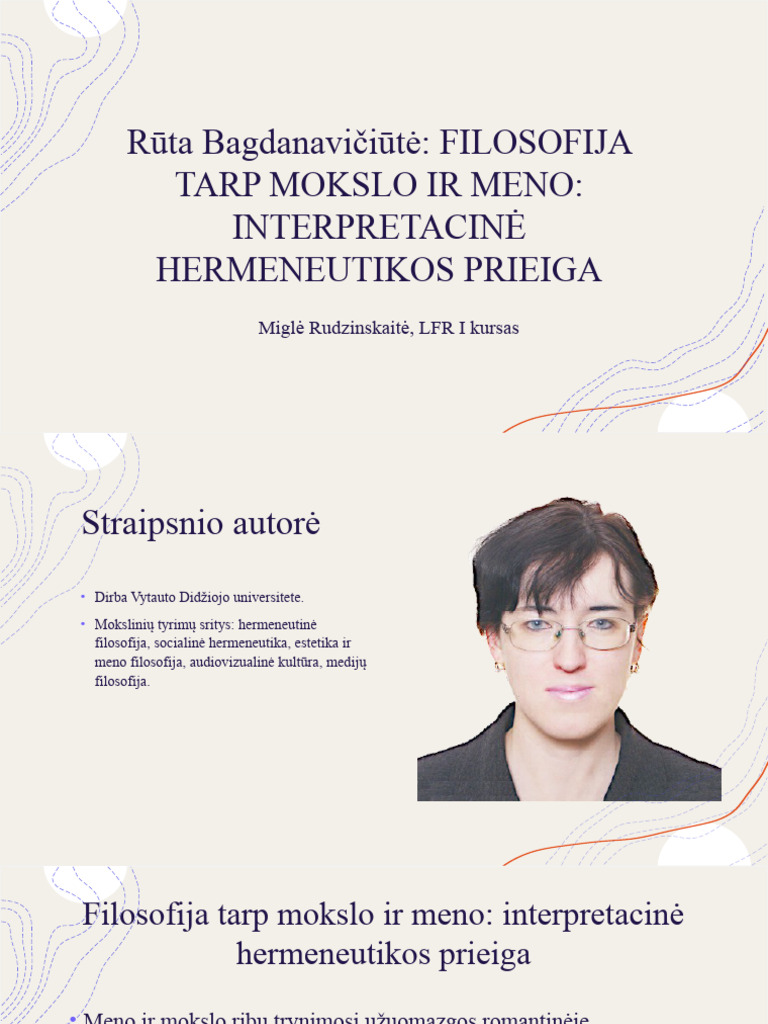 Rūta Bagdanavičiūtė FILOSOFIJA TARP MOKSLO IR MENO | PDF