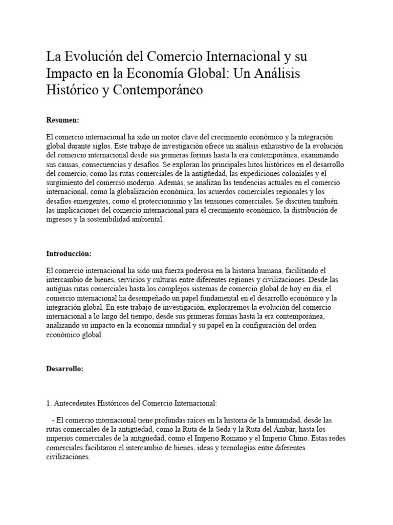 La Evolución del Comercio Internacional y su Impacto en la Economía Global | Descargar gratis ...