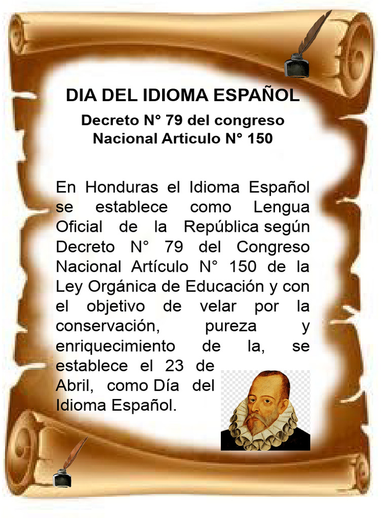 Día del Idioma Español en Honduras | PDF | Miguel De Cervantes | Lengua ...