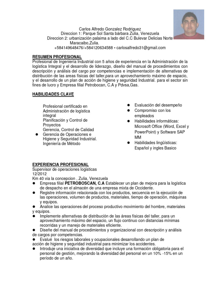 CV Currículum | PDF | Logística | Seguro
