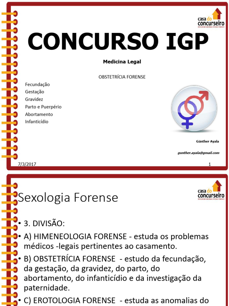 Slides Aula 2 Igp Rs Perito Medicina Legal Gunther Ayala | PDF | Aborto | Gravidez