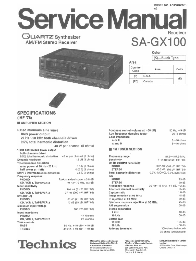 Technics-SAGX-100-Service-Manual (1) | PDF