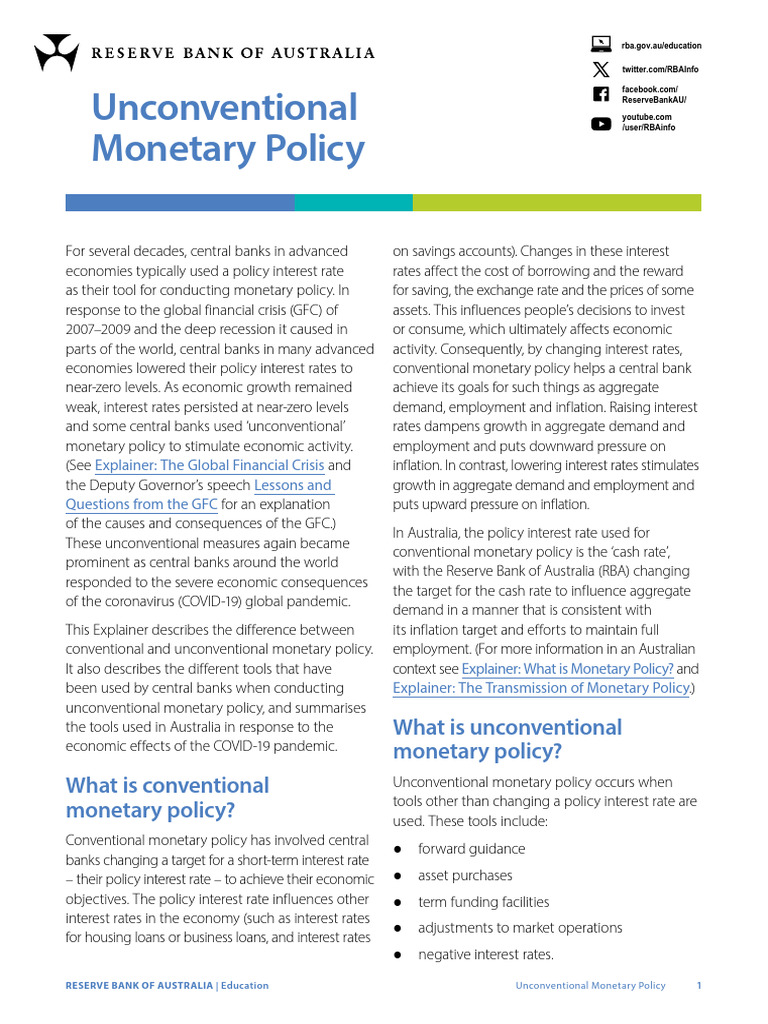 Unconventional Monetary Policy | PDF | Interest Rates | Monetary Policy