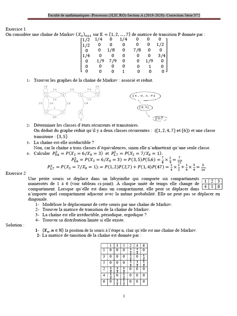 Correction Série2 (1-7) | PDF | Chaîne de Markov | Probabilité