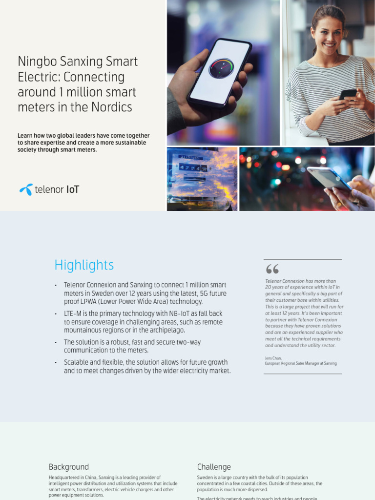 Telenor Connexion Iot Customer Case Sanxing Pdf Smart Grid