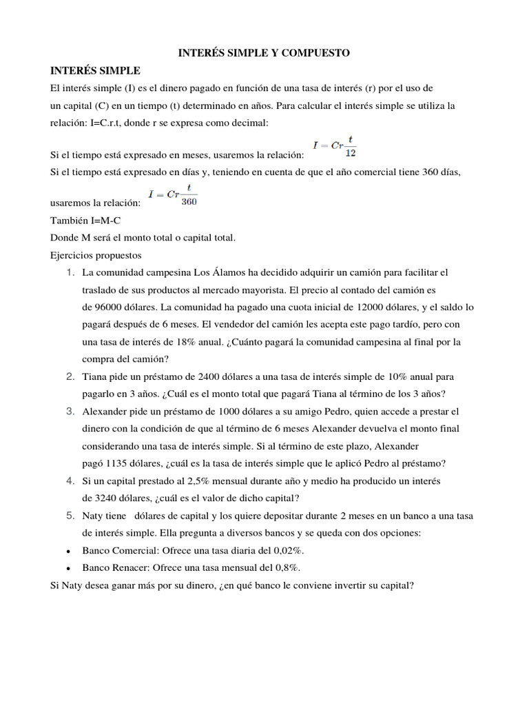 Interés Simple y Compuesto 2C | PDF | Interés | Interés compuesto