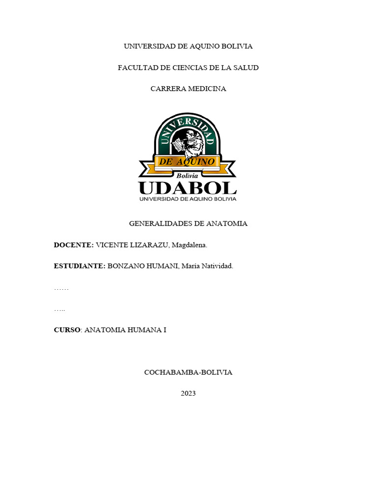 UNIVERSIDAD DE AQUINO BOLIVIA | PDF | Articulación | Piel