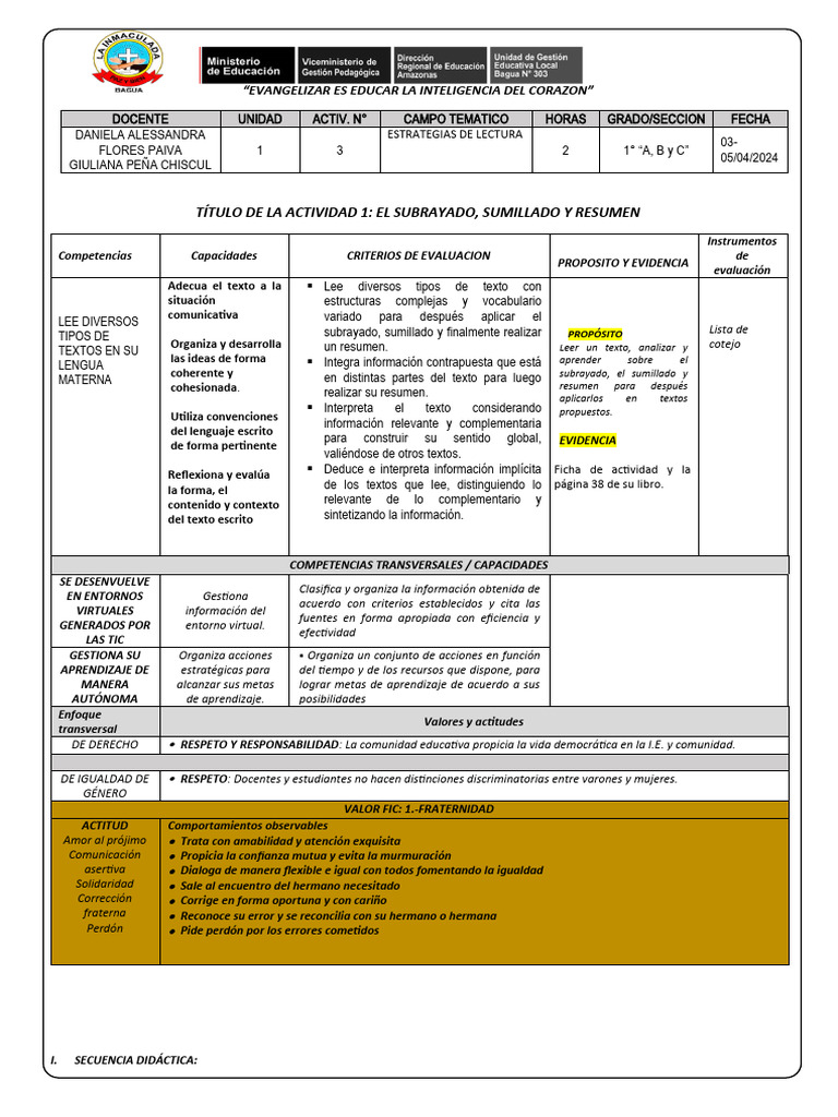 ACTIVIDAD DE APRENDIZAJE 3 - PRIMERO | PDF | Evaluación | Aprendizaje