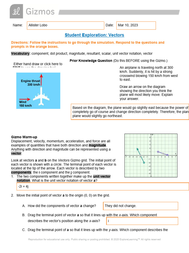 Gizmo - Vectors | PDF | Euclidean Vector | Triangle
