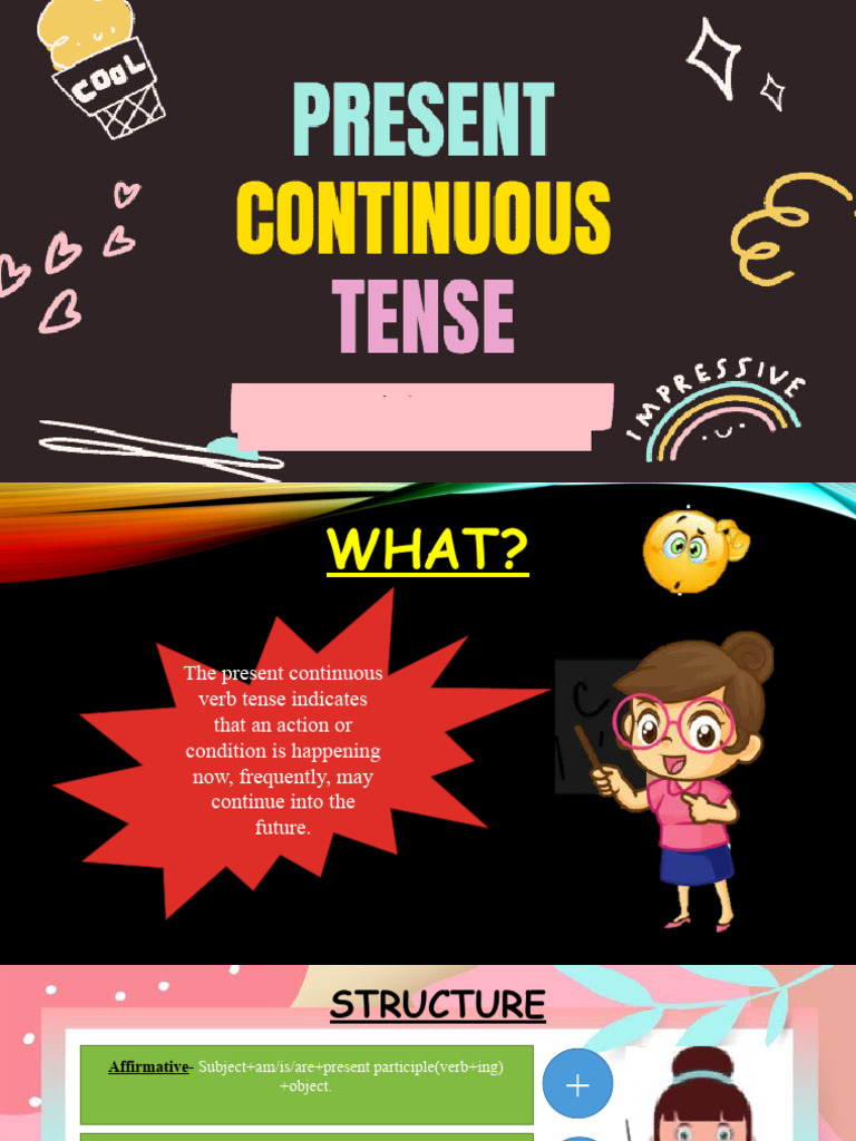 Present Continuous Tense Structure Guide | PDF | Verb | Grammatical Tense
