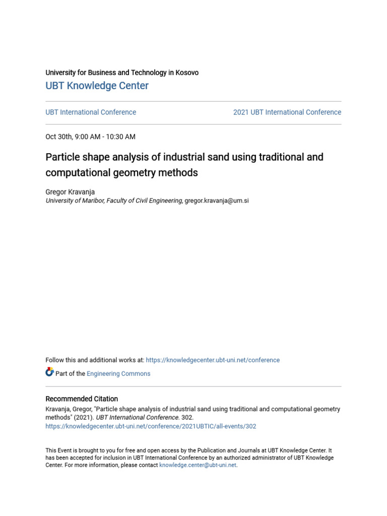 Particle Shape Analysis of Industrial Sand Using Traditional and | PDF ...